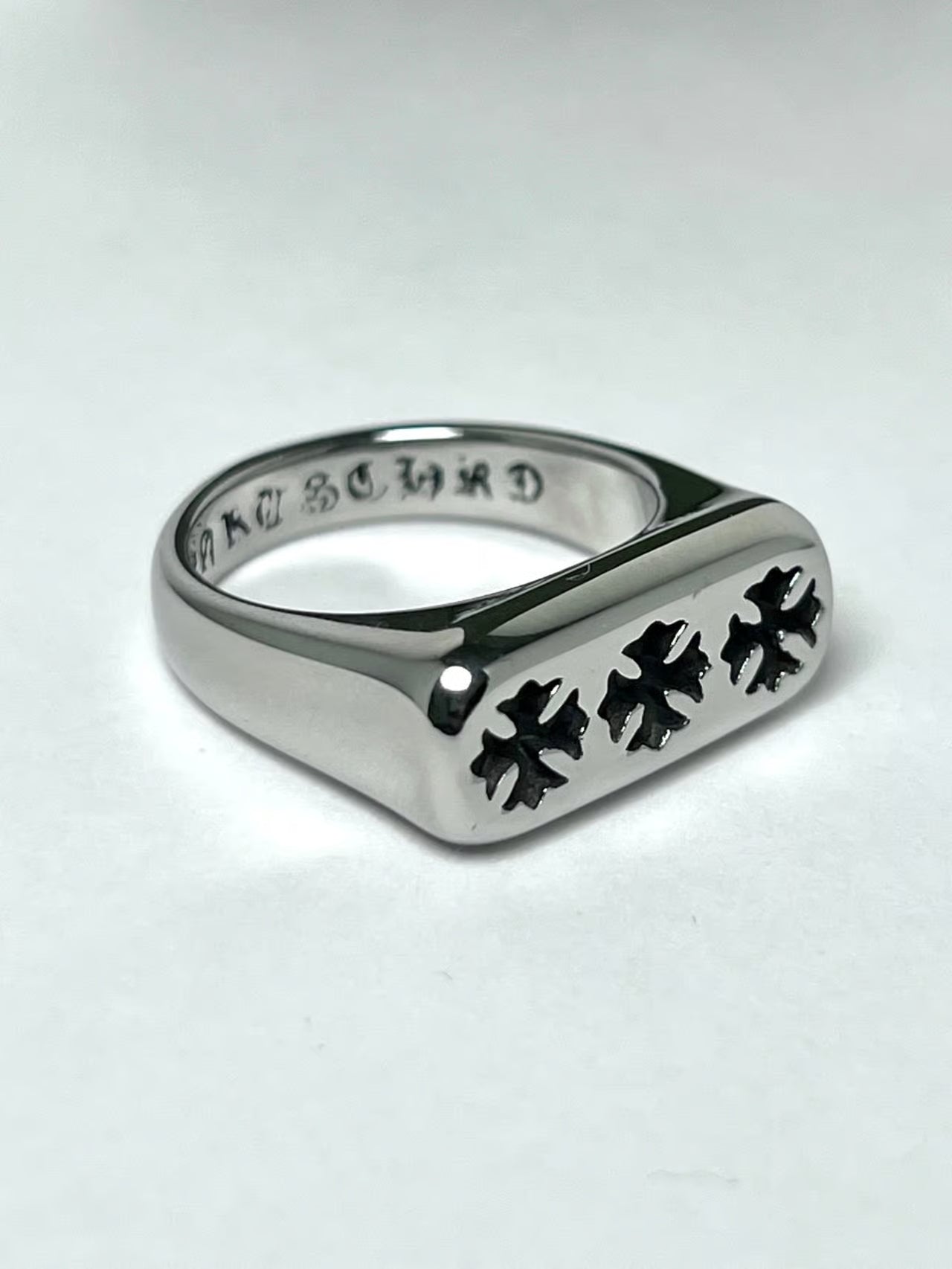 Chrome Logo Rectangular Ring – Simplicity